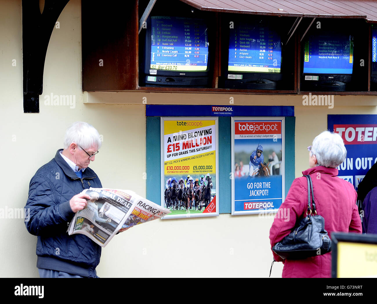 A view of advertising for Betfred's Scoop6 competition Stock Photo - Alamy