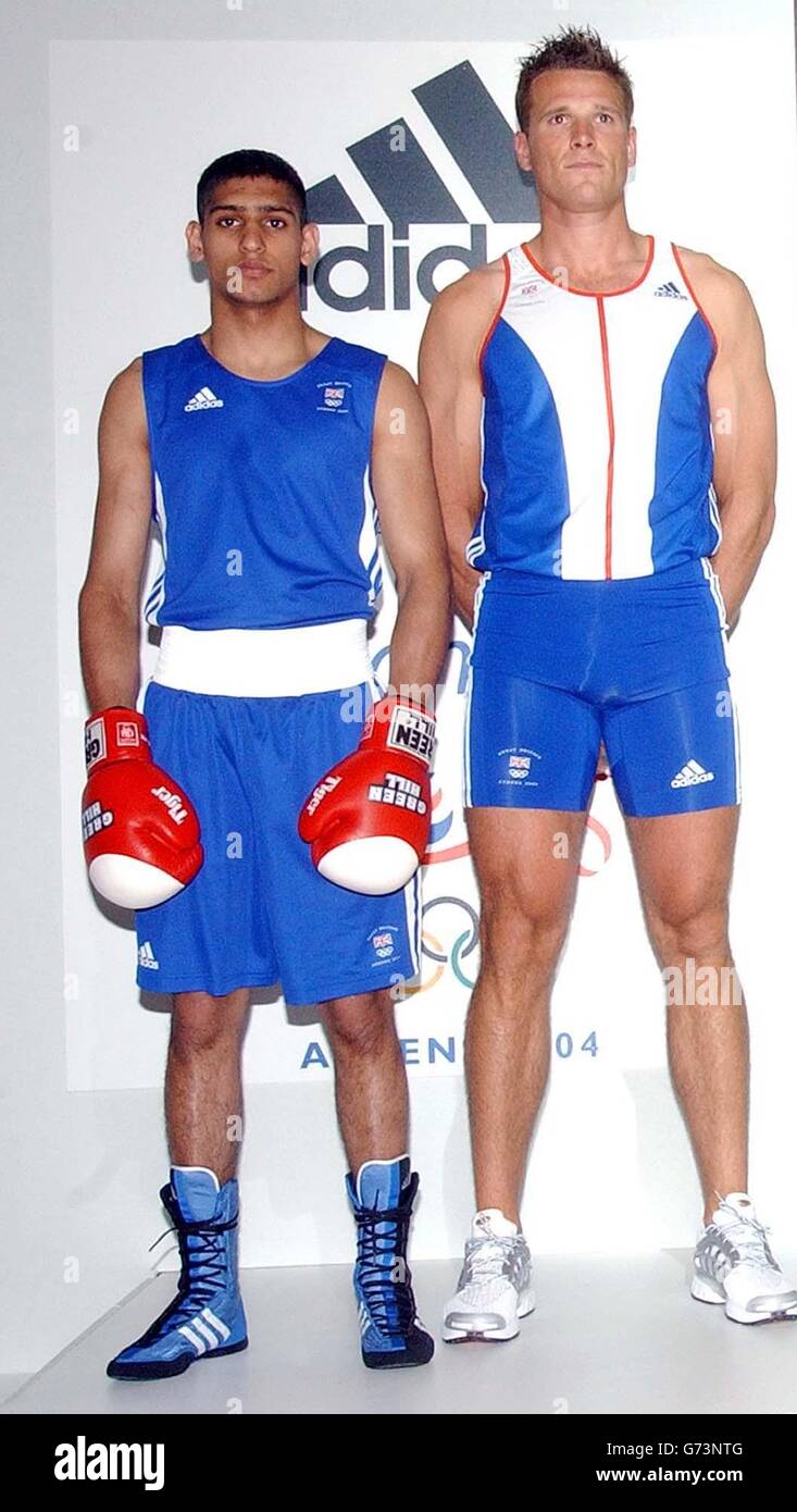 Team GB. Boxer Amir Khan and rower James Cracknell line up in their ...