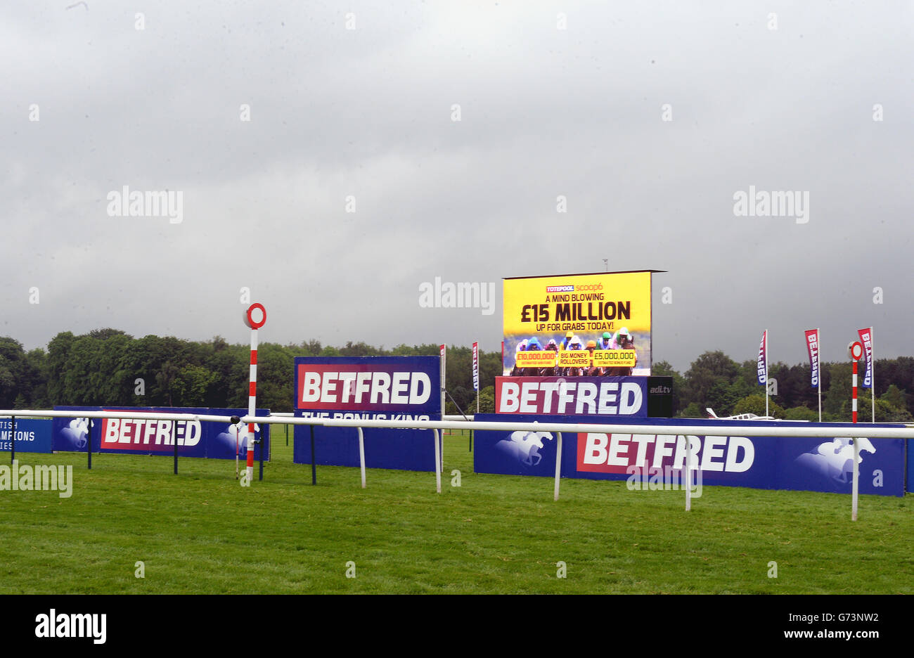 A view of advertising for Betfred's Scoop6 competition Stock Photo - Alamy