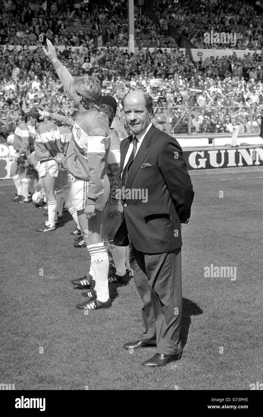 Milk Cup Final.. Queen's Park Rangers manager Jim Smith on the pitch at ...