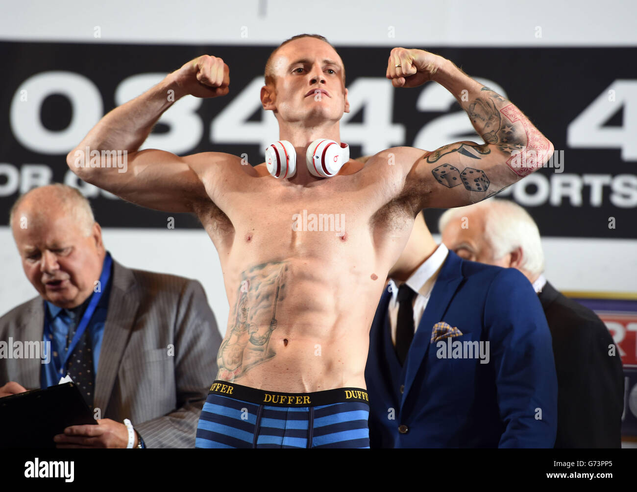 George groves during the official weigh in at wembley arena hi-res ...