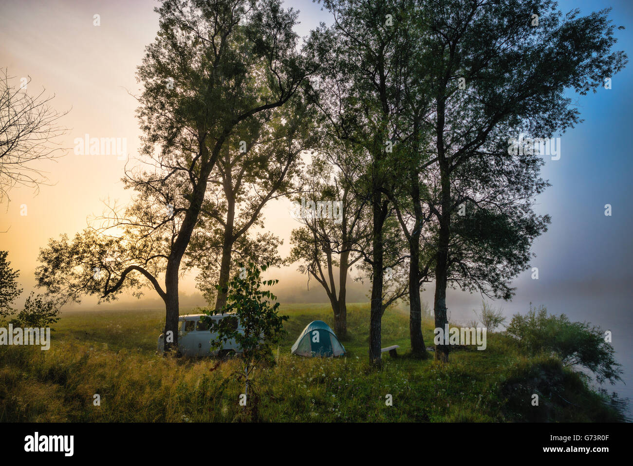 Mist on water camping hi-res stock photography and images - Alamy