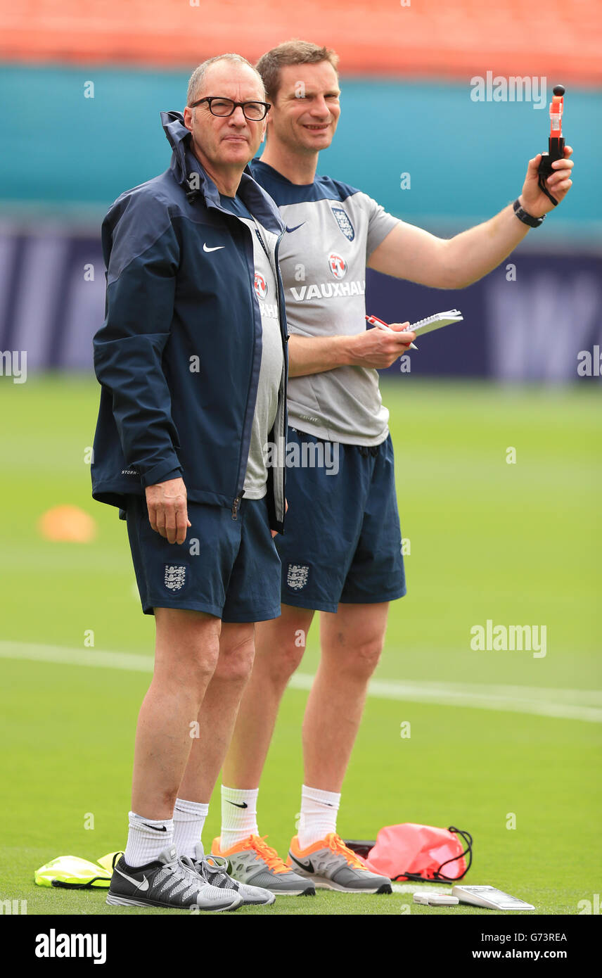 Barry Drust, sports scientist (right) and doctor Ian Beasley during a ...