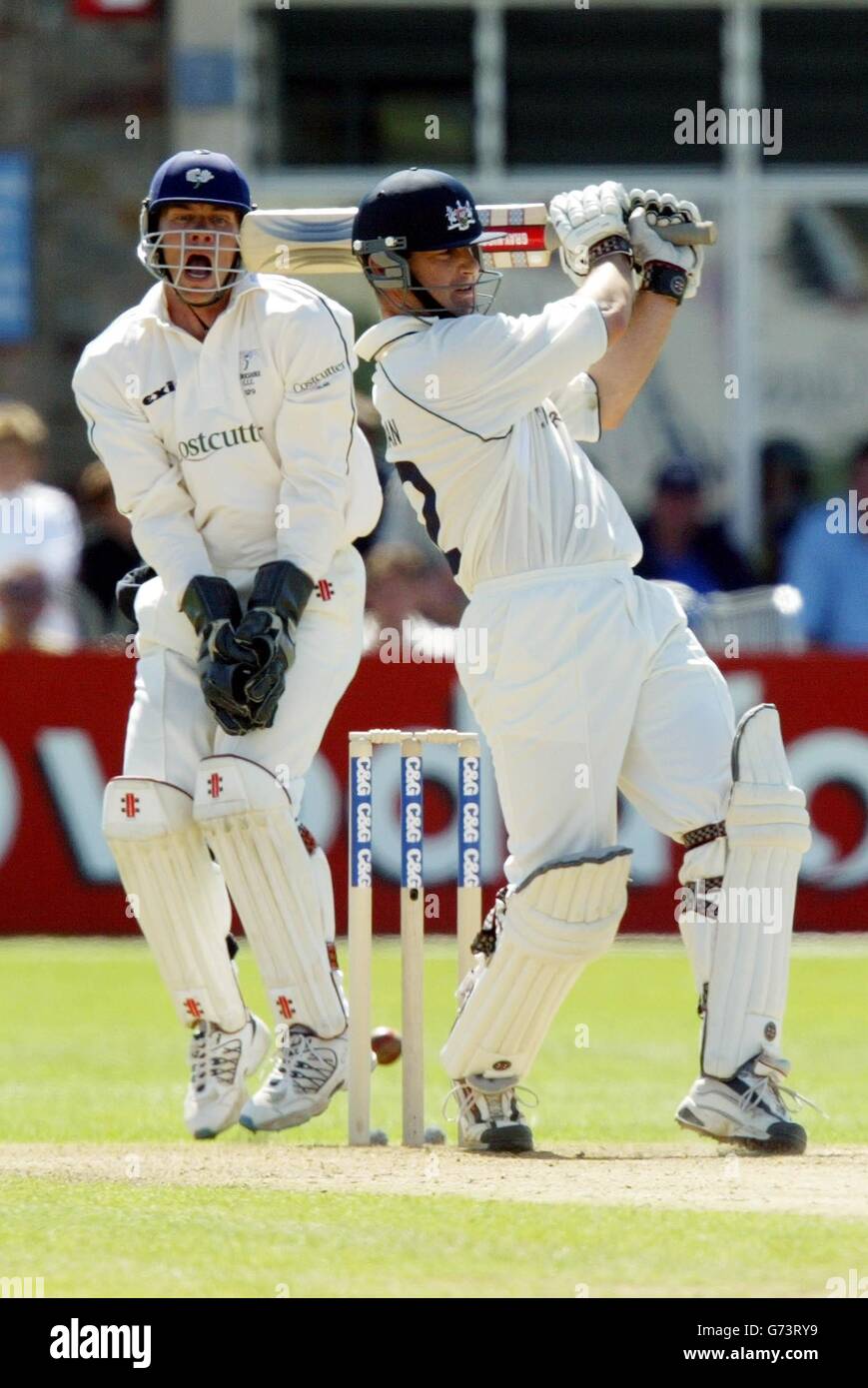 Sport cricket action craig spearman richard blakey hi-res stock ...