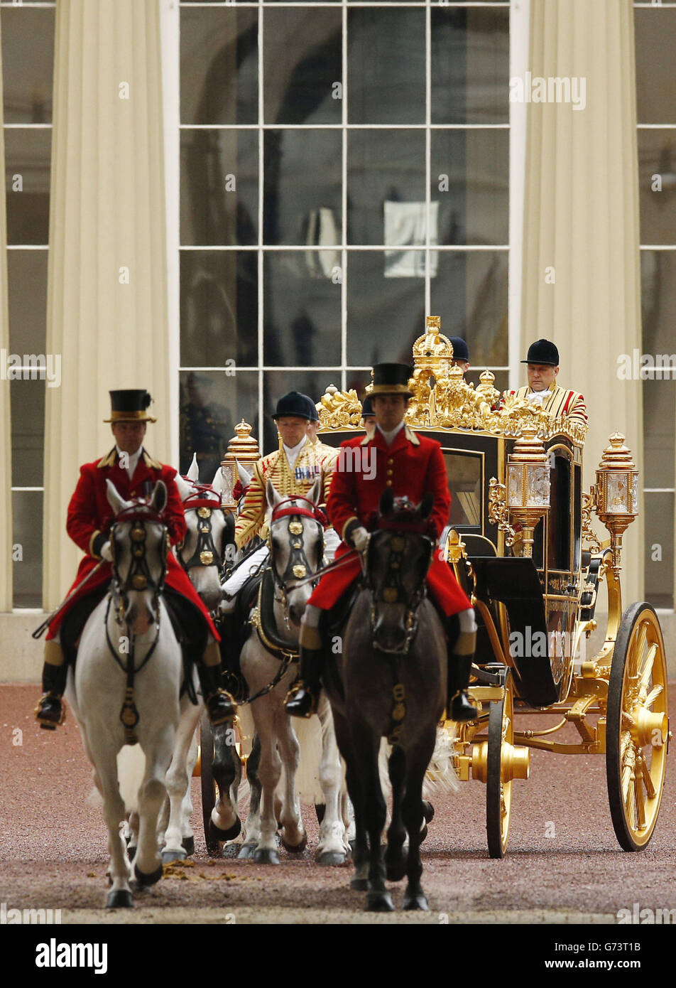 The new carriage carrying Queen Elizabeth II and The Duke of Edinburgh ...