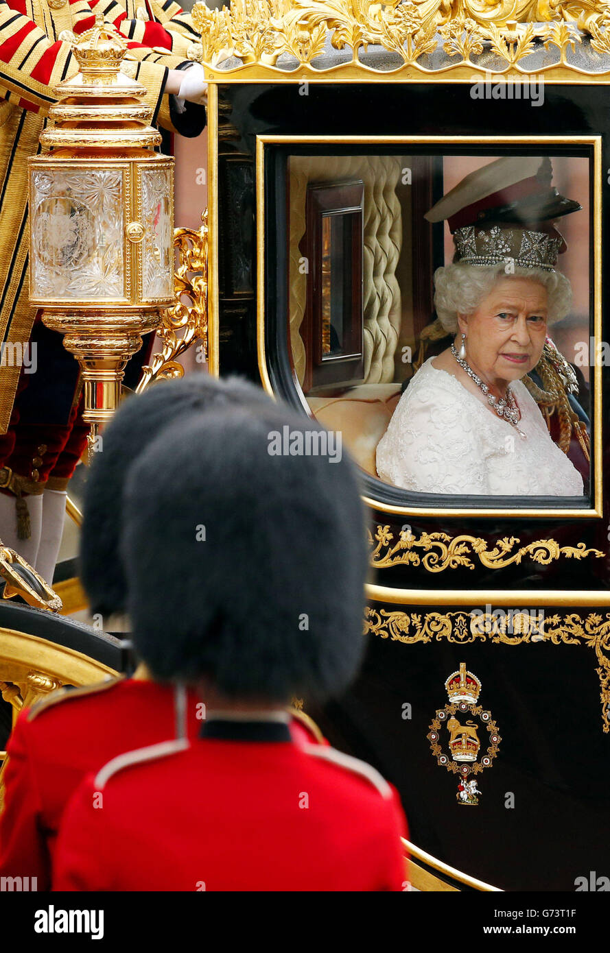 The new carriage carrying Queen Elizabeth II and The Duke of Edinburgh ...