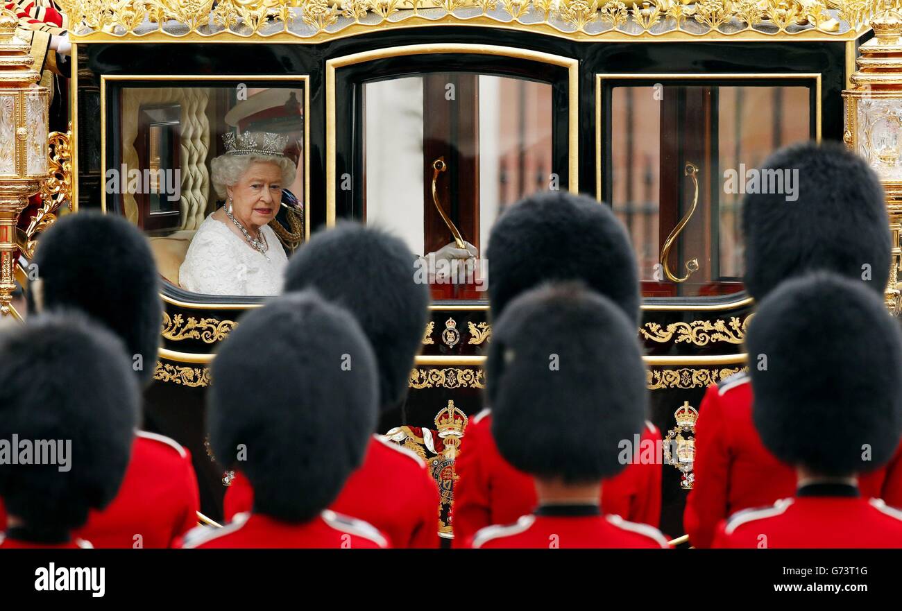 The new carriage carrying Queen Elizabeth II and The Duke of Edinburgh ...