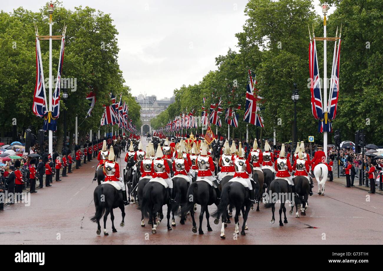 The royal procession makes its way along The Mall, London, ahead of the ...