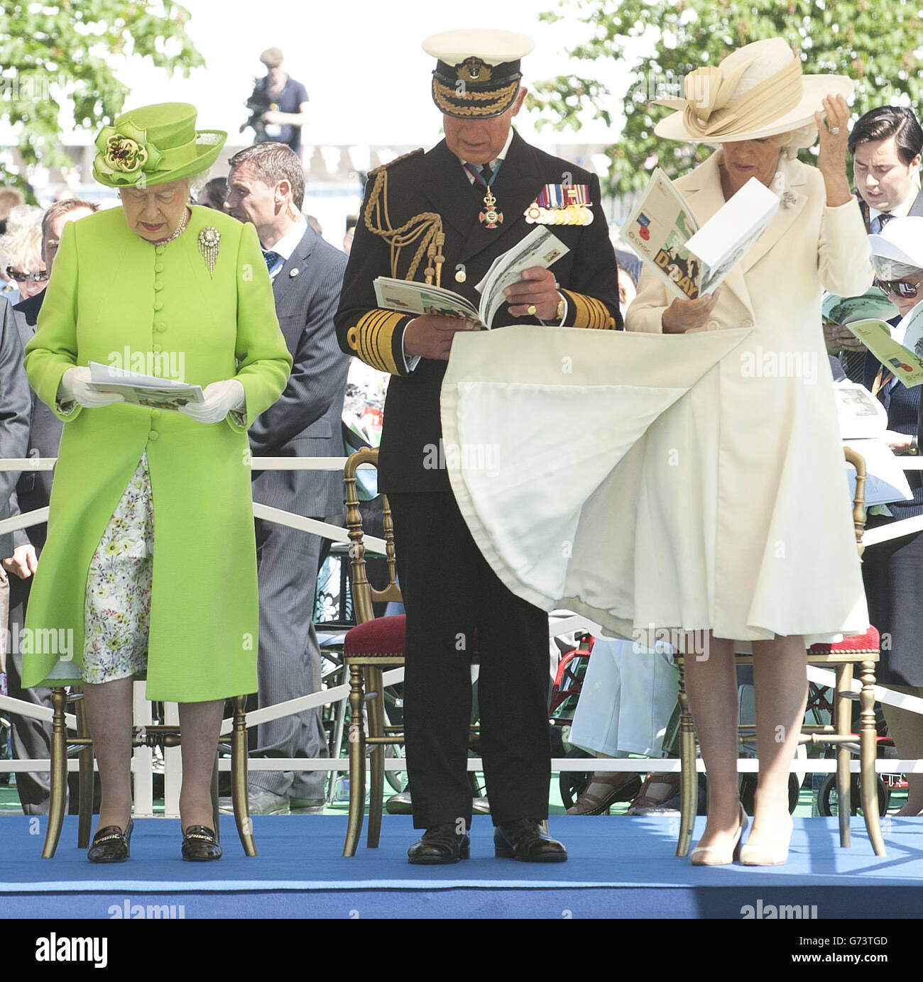 Queen Elizabeth II, the Prince of Wales and Duchess of Cornwall at the ...