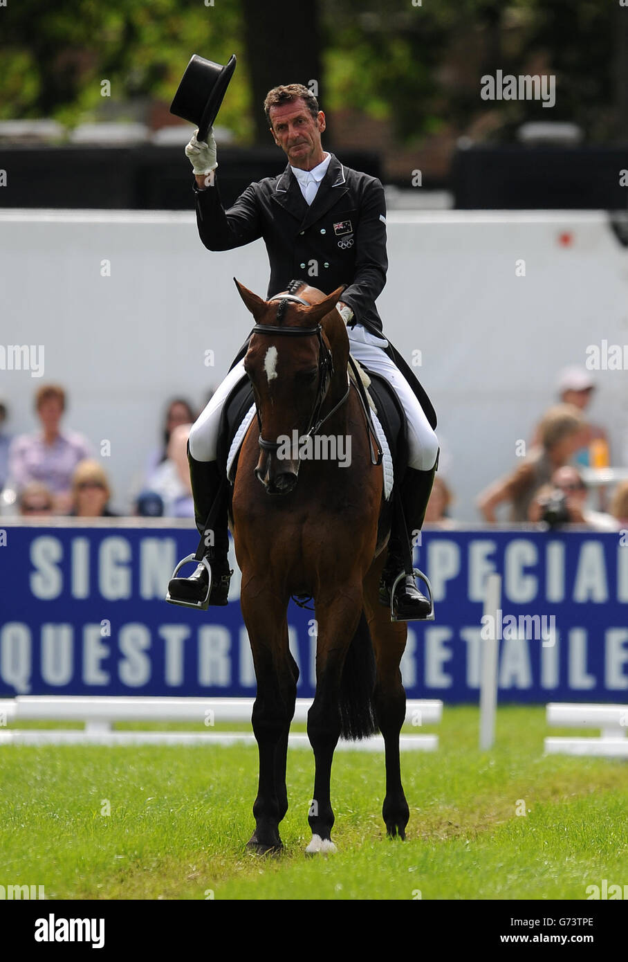 Mark Todd riding NZB Campino competes in the CCI3* dressage event ...