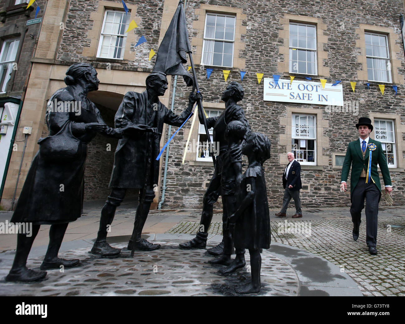 Cornet Ross Gibson walks past the Hornshole before the Colour Bussing ...
