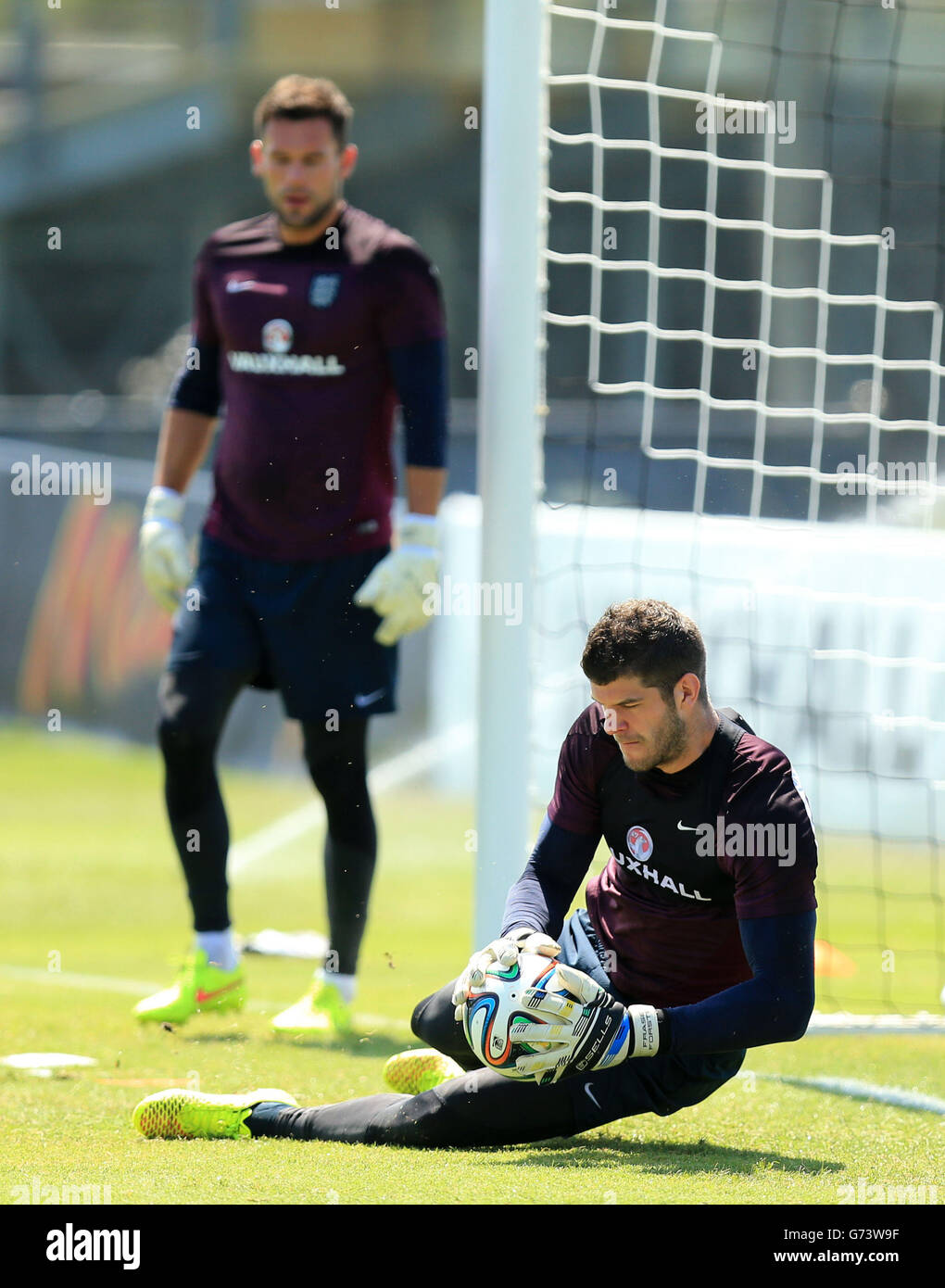 England's Fraser Forster during a training session at Barry University ...
