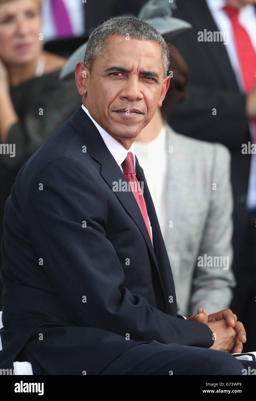 President Barack Obama of the United States looks on during an ...