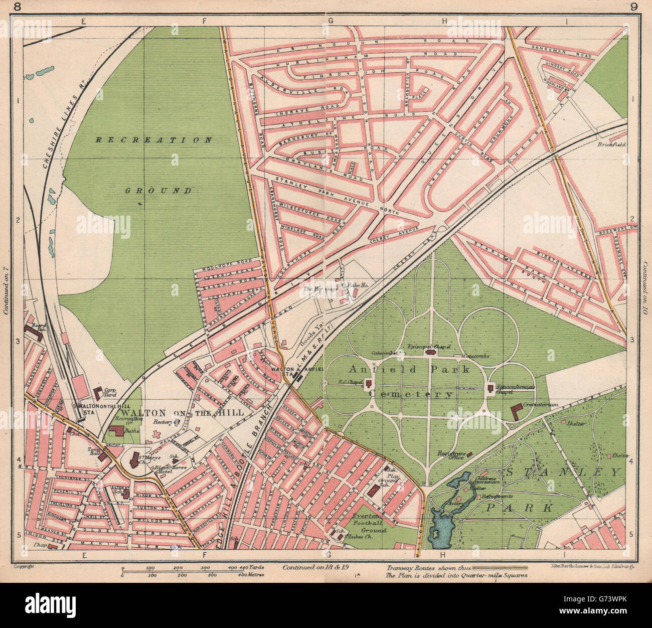 LIVERPOOL. Walton Hall Park Anfield Park Stanley Park, 1928 vintage map ...