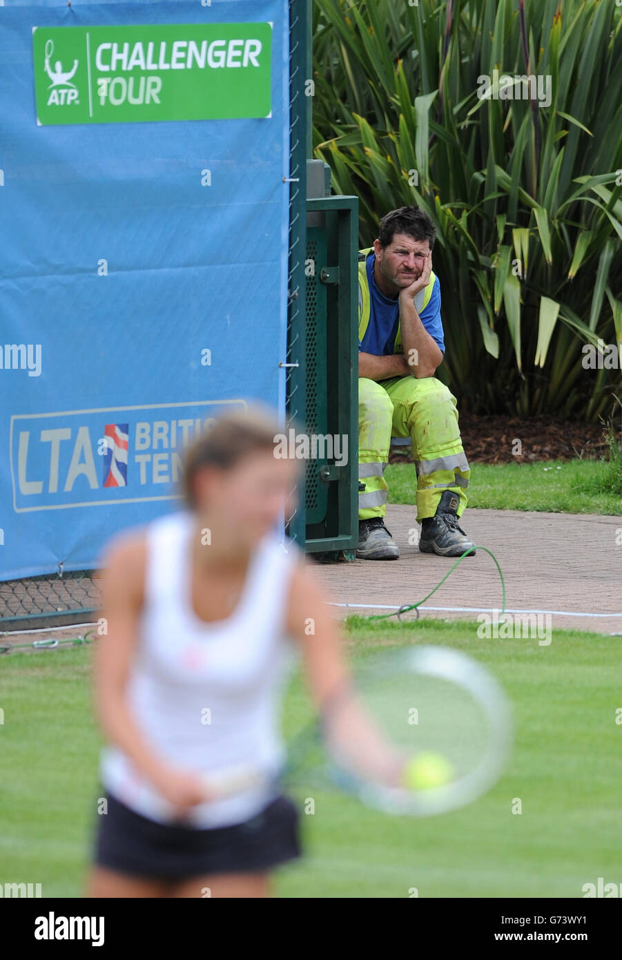 A construction worker from the nearby tram works looks on as Great ...