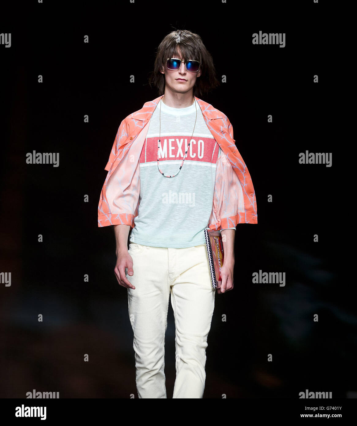 A model wears a design in the Topshop catwalk show during London ...