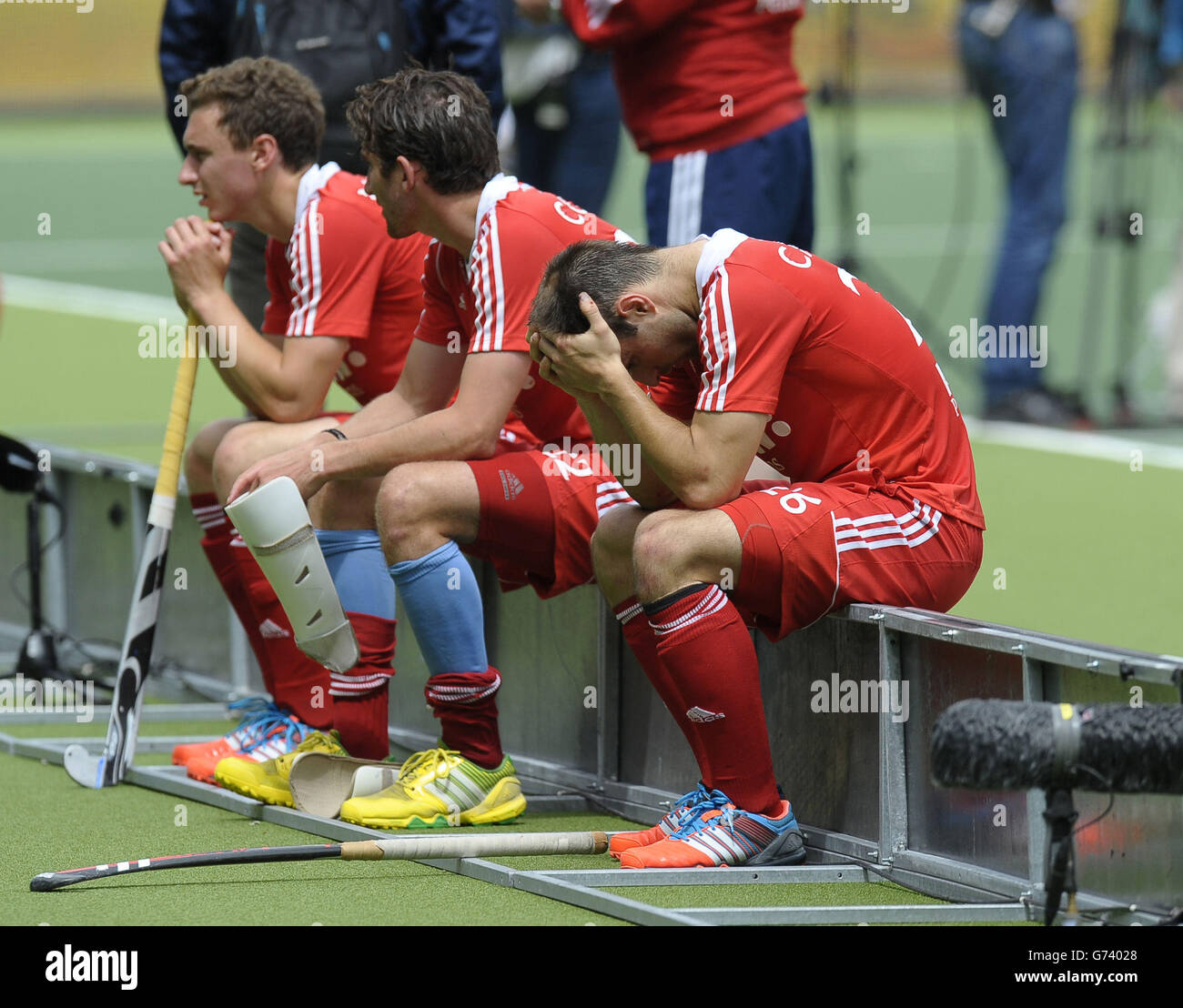 England's Nick Catlin (right) after defeat to Argentina in the Rabobank ...