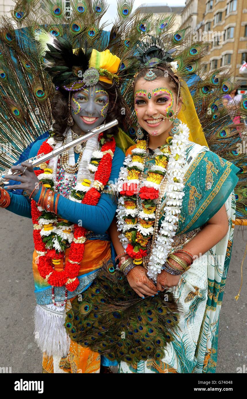 Worshippers make their way down Piccadilly during the Hare Krishna ...