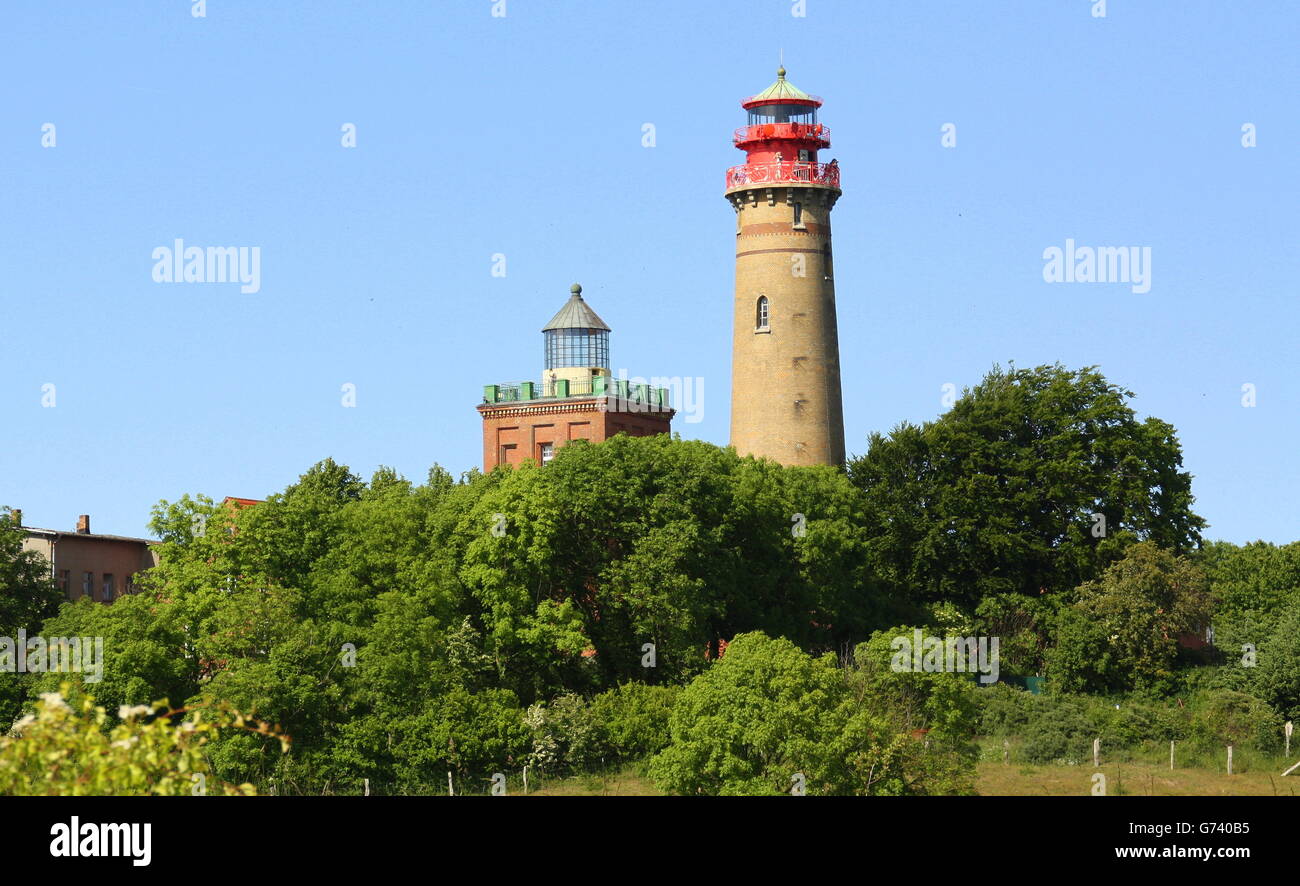 Cape Arkona lighthouse towers on the island of Rügen. Germany Stock ...