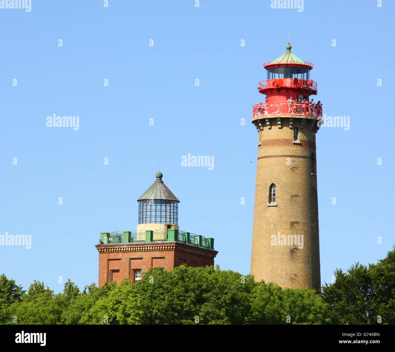 Cape Arkona lighthouse towers on the island Rugen. Germany Stock Photo ...