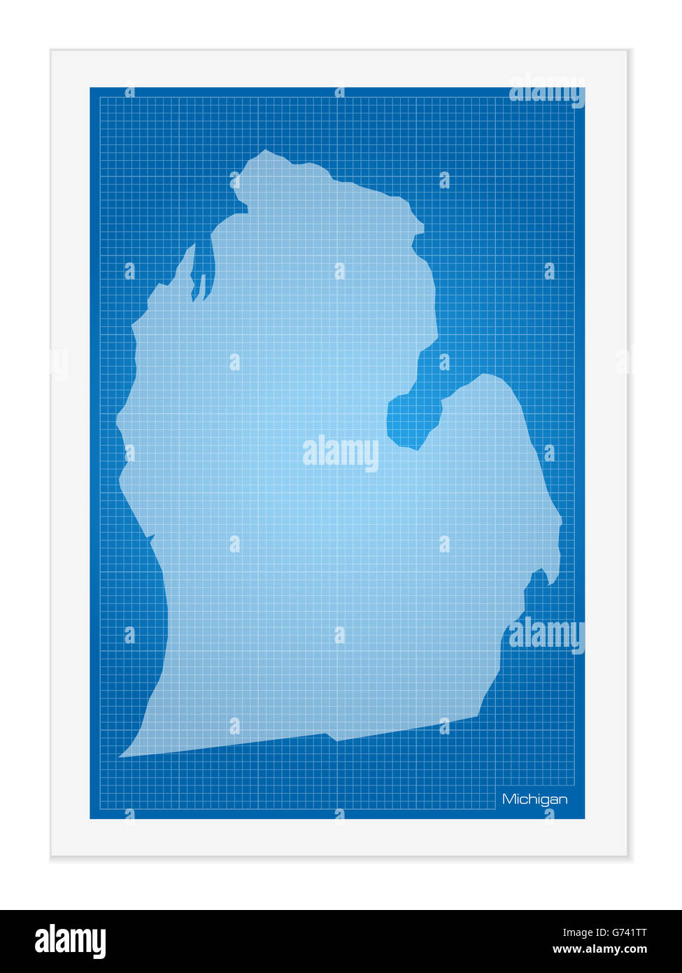 Michigan on blueprint on a white background Stock Photo - Alamy