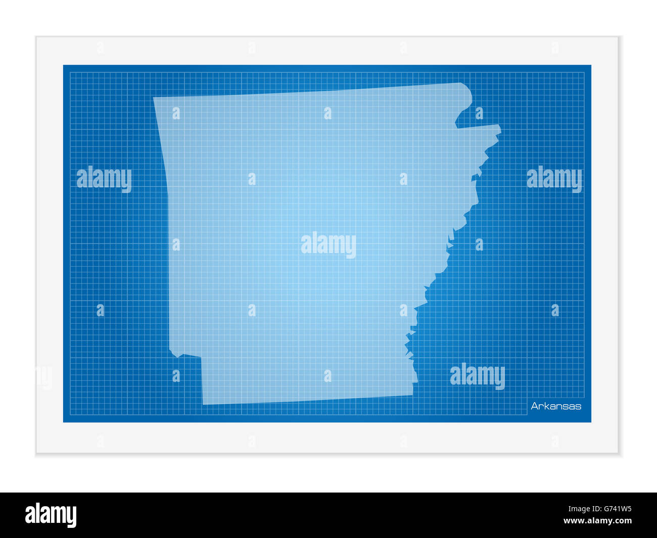 Arkansas on blueprint on a white background Stock Photo - Alamy