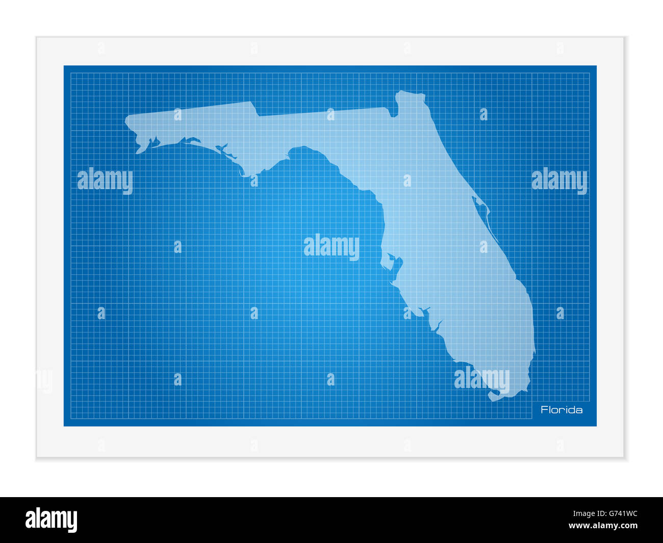 Florida on blueprint on a white background Stock Photo - Alamy
