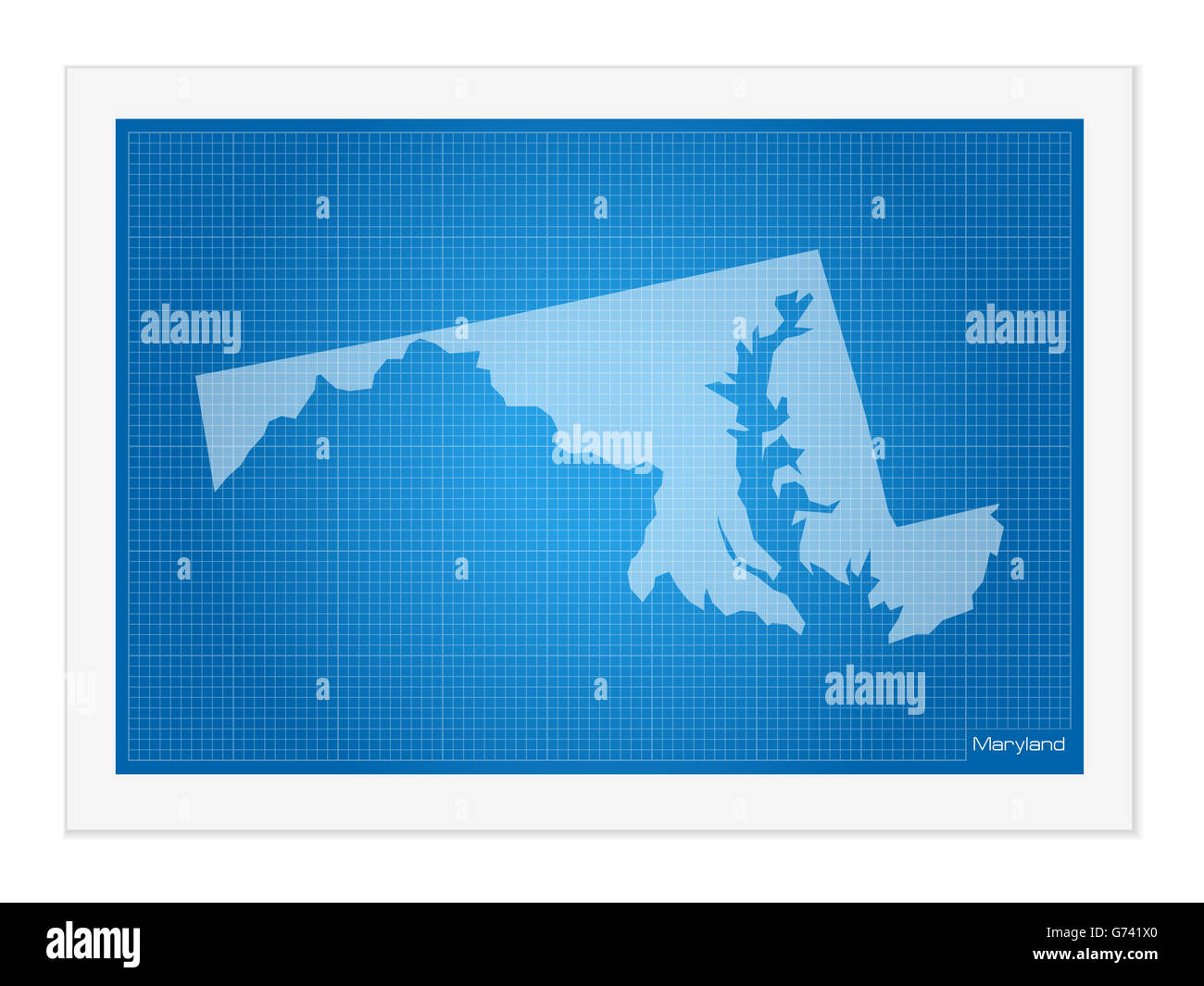 Maryland on blueprint on a white background Stock Photo - Alamy