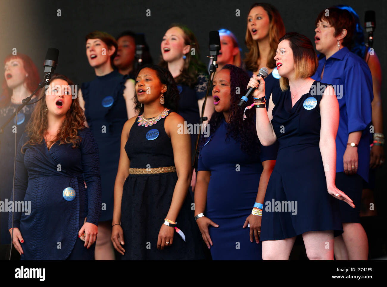 The Lewisham and Greenwich NHS Choir performing on The Pyramid Stage at ...