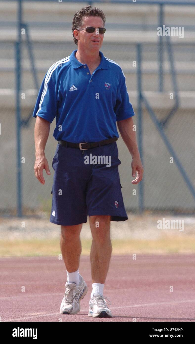 Coach Charles van Commenee on the track in Paphos during the GB Olympic ...