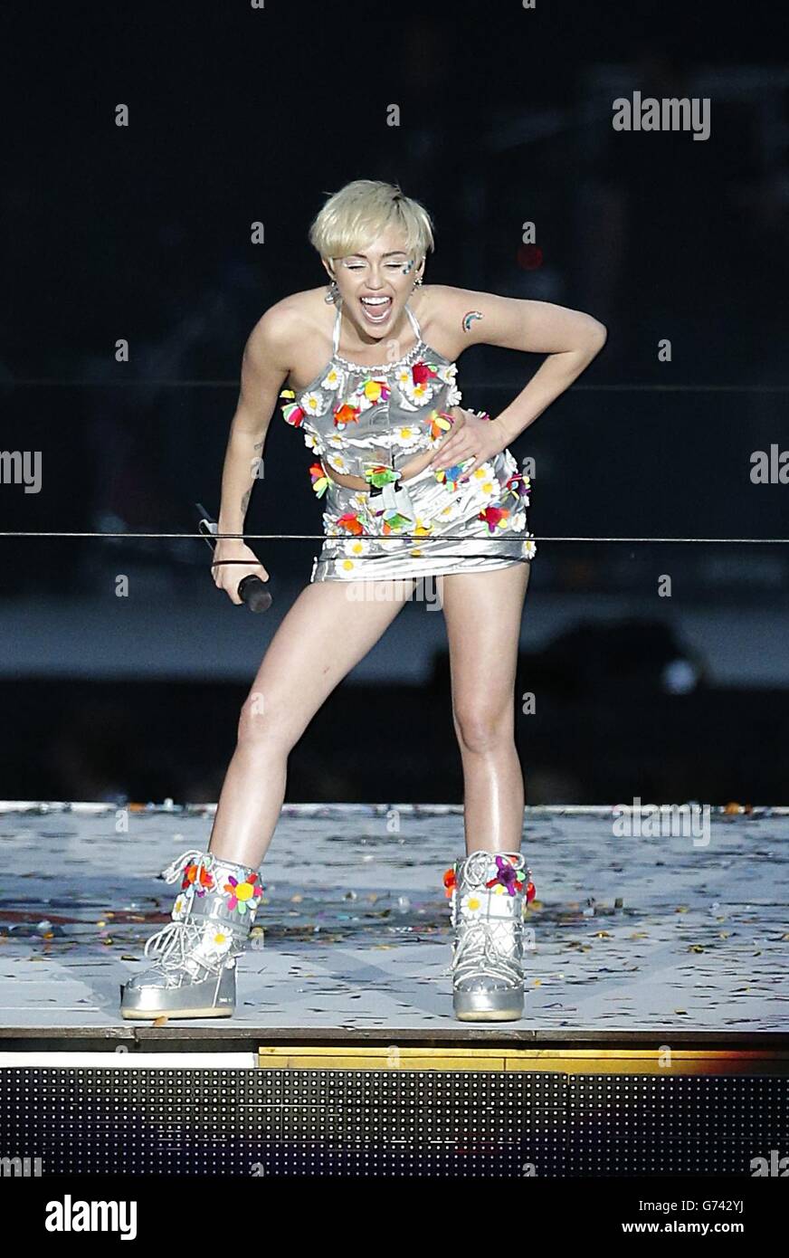 Miley Cyrus during Capital FM's Summertime Ball at Wembley Stadium ...
