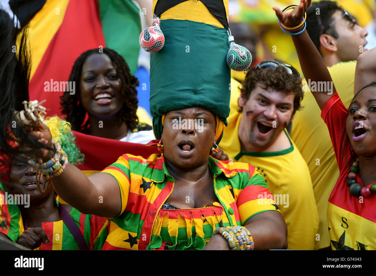 Ghana fans soak up the atmosphere in the stands at the Estadio Castelao ...