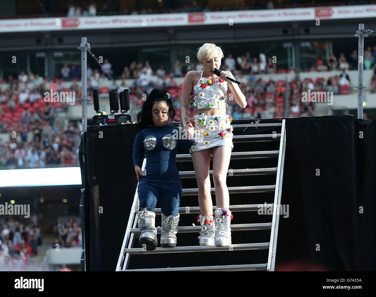 Miley cyrus during capital fms summertime ball at wembley stadium hi ...