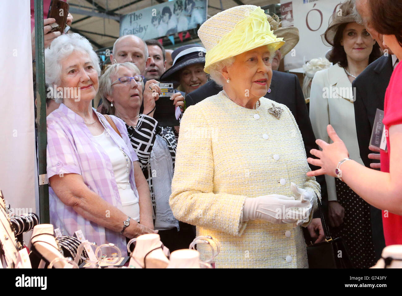 Queen Elizabeth II during a walk around St. Georges Market in Belfast ...