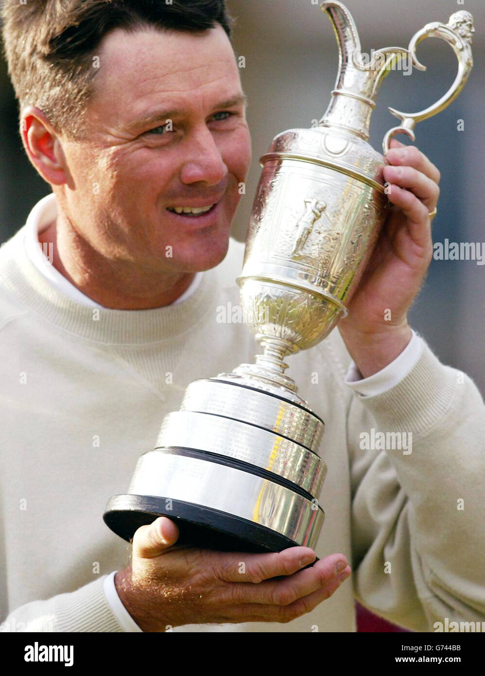 USA's Todd Hamilton with the Claret Jug after winning the 133rd Open ...