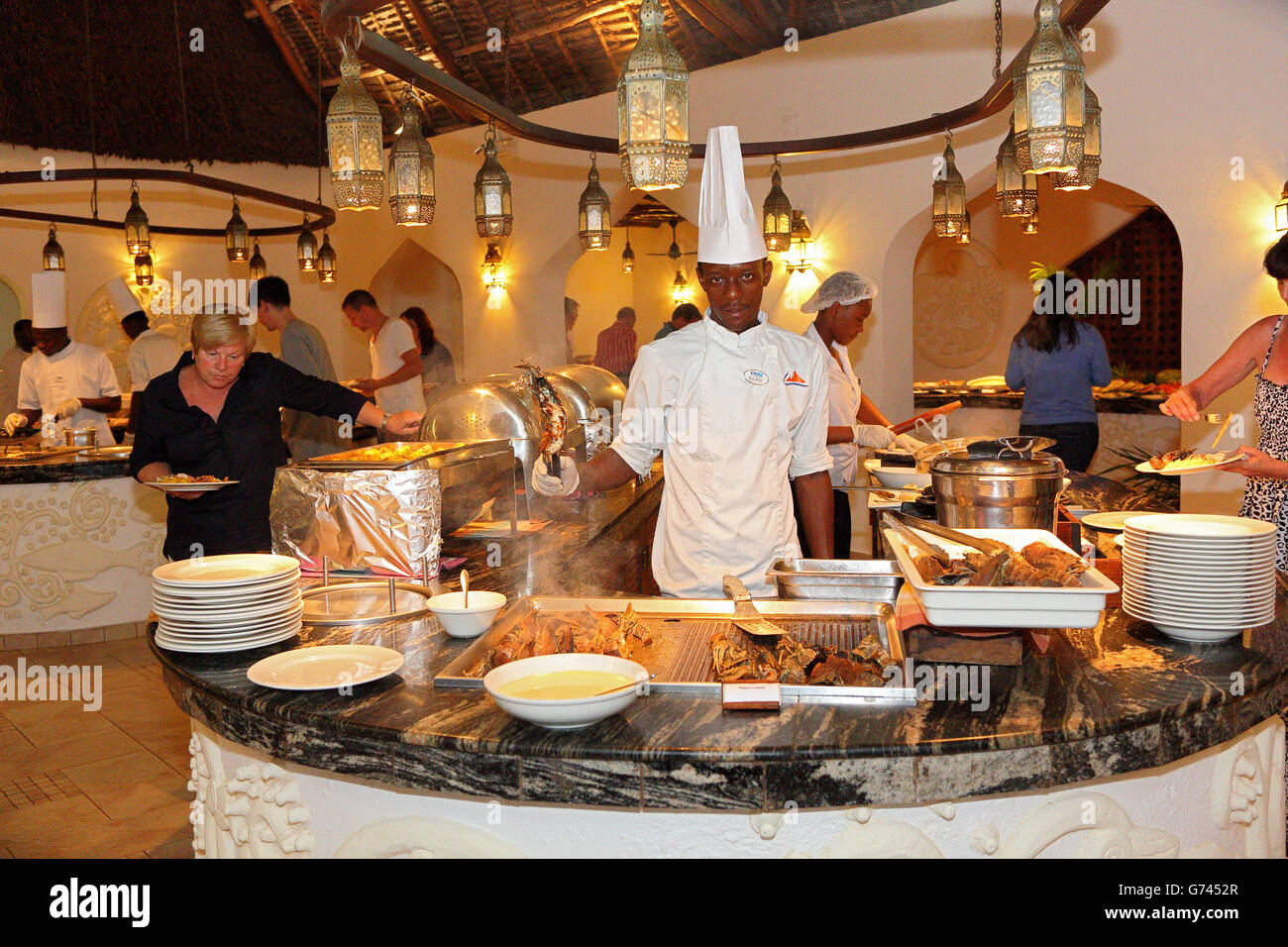 buffet, cook, hotel, Sanzibar, Tanzania, Africa Stock Photo - Alamy