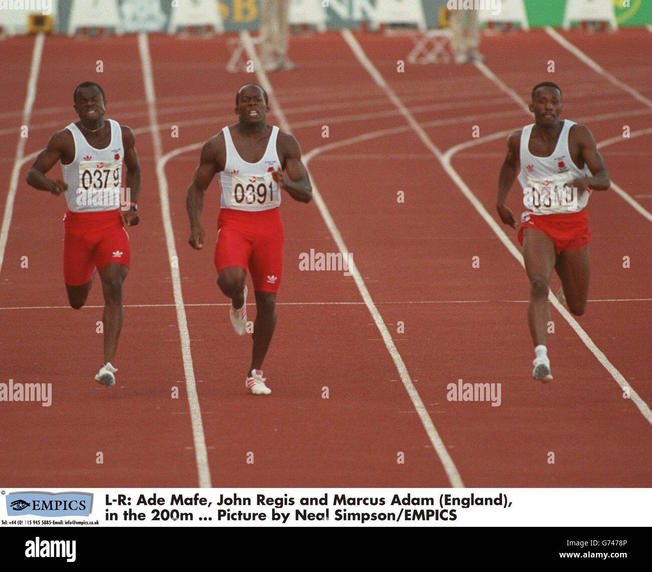 Athletics-Commonwealth Games Auckland. L-R: Ade Mafe, John Regis and ...