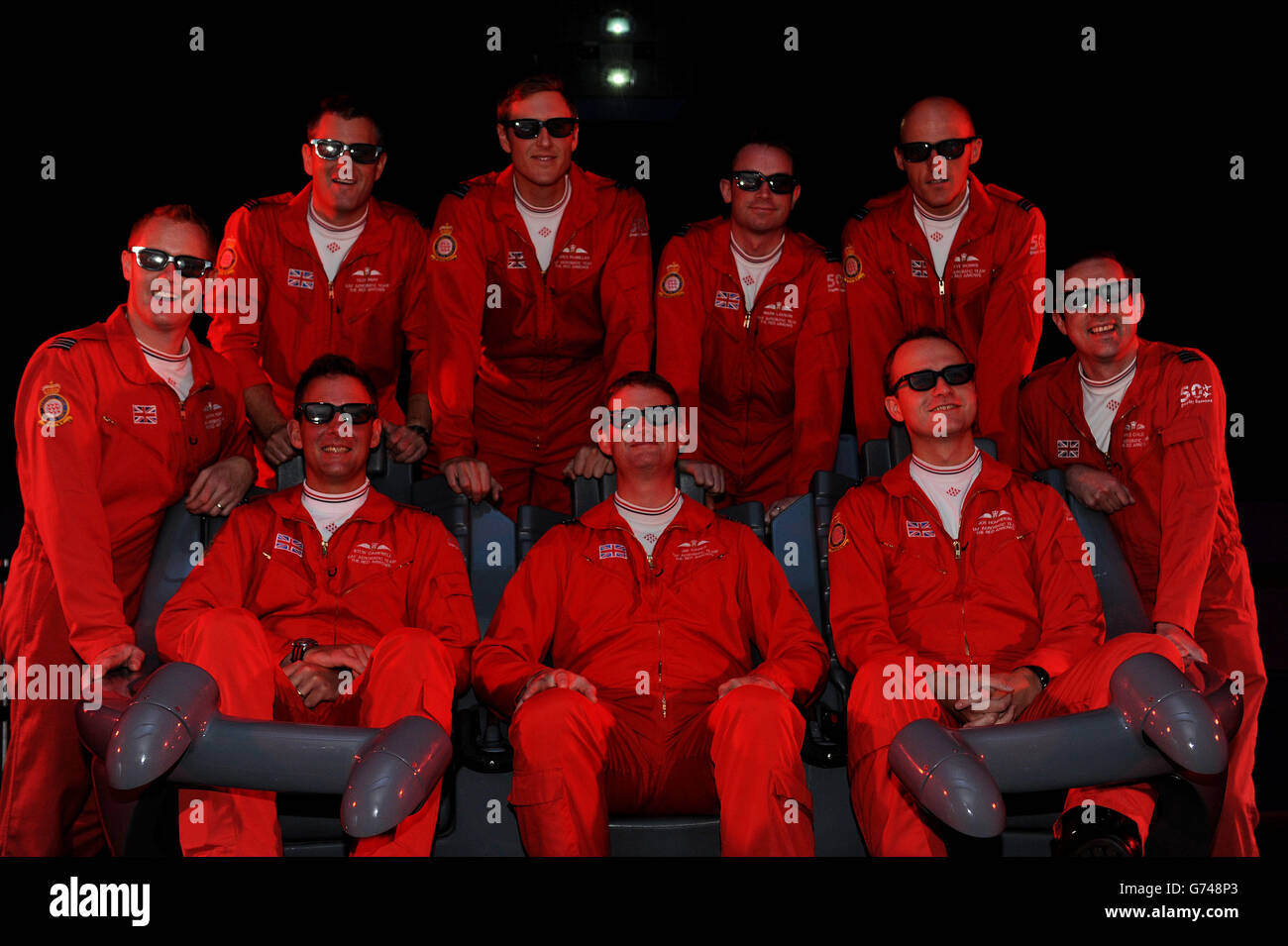 Members of the current Royal Air Force Aerobatic Team, the Red Arrows ...