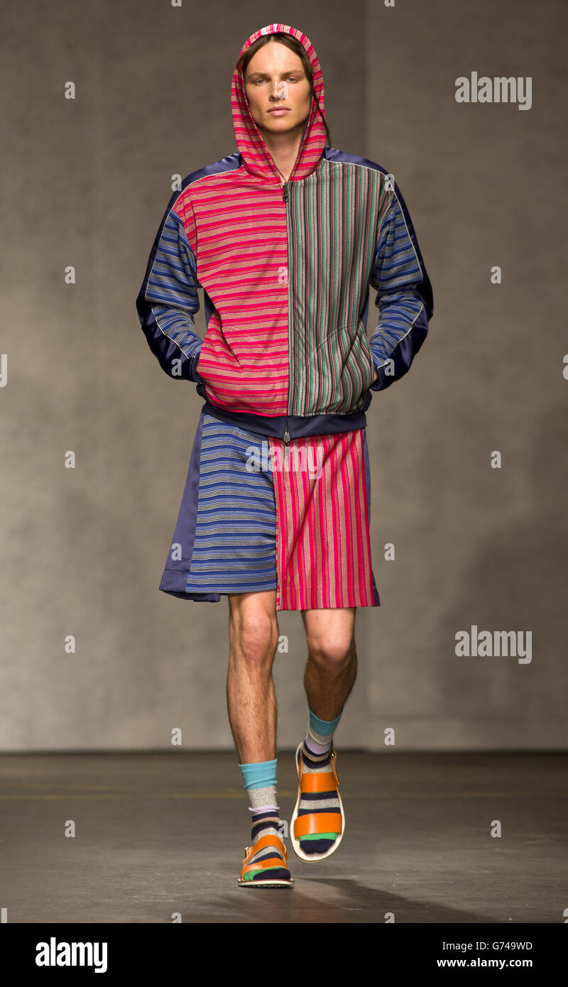 James Long catwalk - London Collections: Men 2014. A model appears on ...