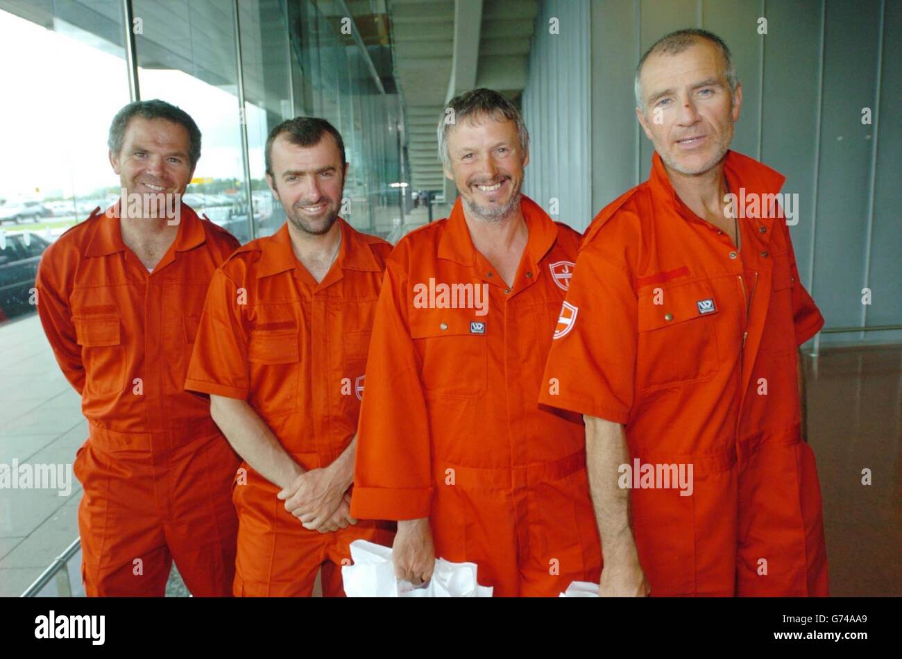 Mark stubbs and peter bray after disembarking from cargo vessel hi-res ...