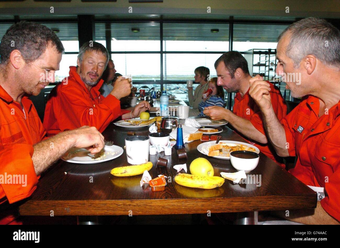 British transatlantic rowing team, (left to right) Mark Stubbs, Peter ...