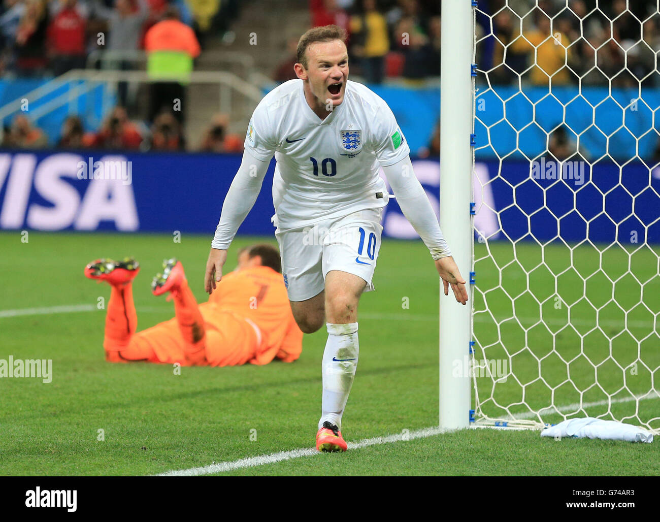 Englands wayne rooney celebrates scoring the first goal hi-res stock ...