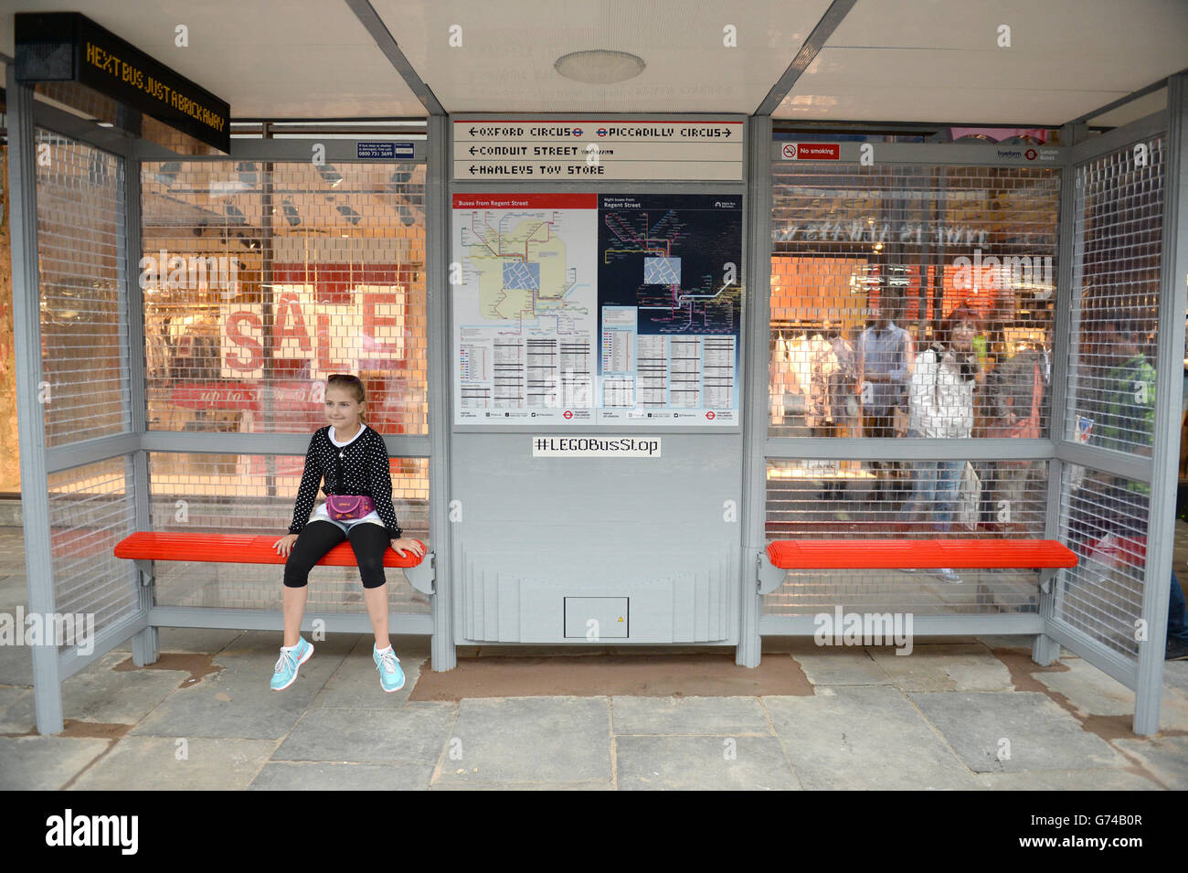 London Lego bus stop Stock Photo - Alamy