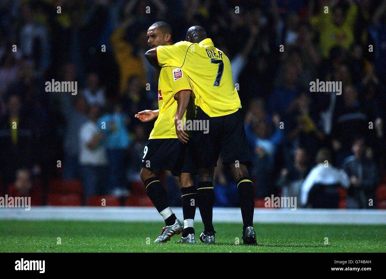 Watford's Danny Webber celebrates his side's third goal with fellow ...