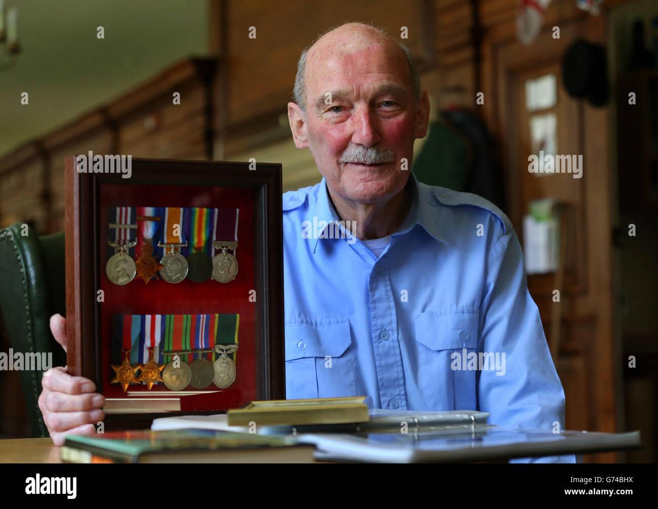 Chelsea Pensioner Michael Funnell poses with his father medals as ...