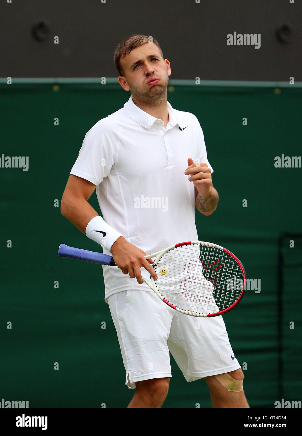 Great Britain's Daniel Evans in action against Russia's Andrey Kuznetsov during of day one of ...