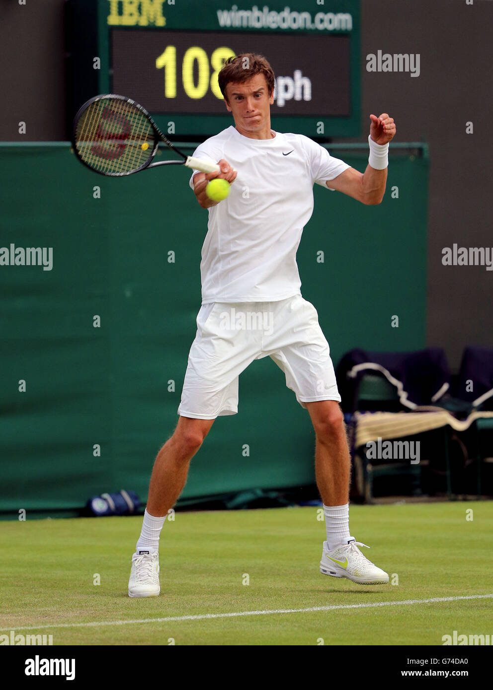 Russia's Andrey Kuznetsov in action against Great Britain's Daniel Evans during of day one of ...