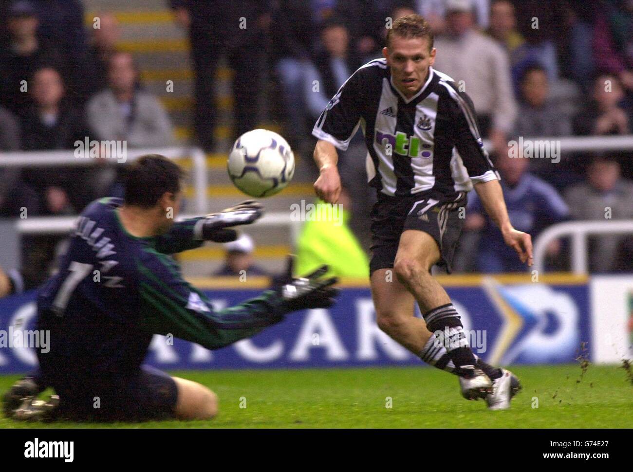 Tottenham Hotspur's goalkeeper Neil Sullivan saves from Newcastle ...