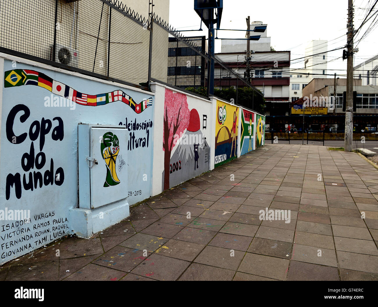 Brazil paintings previous world cup hosts painted along wall hi-res ...