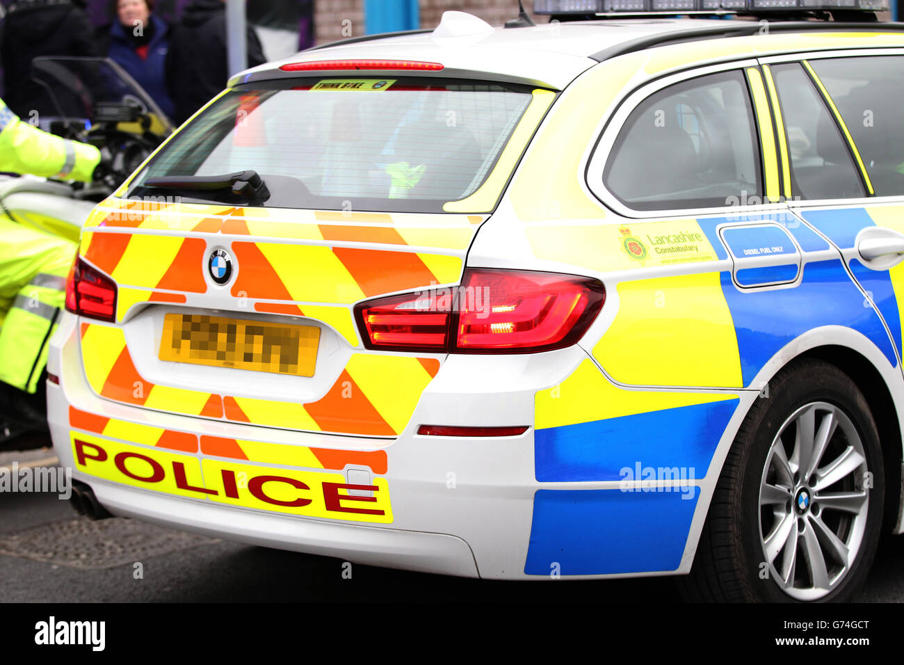 Police vehicles outside the ground before the game hi-res stock ...